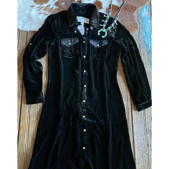 RRR | Dresses | New Rrr Ellensburg Velvet Shirt Dress In Black | Poshmark